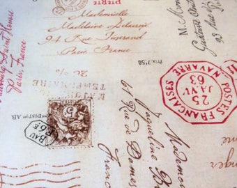 French Script Fabric | Etsy