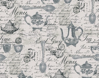 French Script Fabric | Etsy