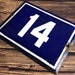 Vintage House Number Sign 14 Blue Enameled Metal Sign Soviet - Etsy
