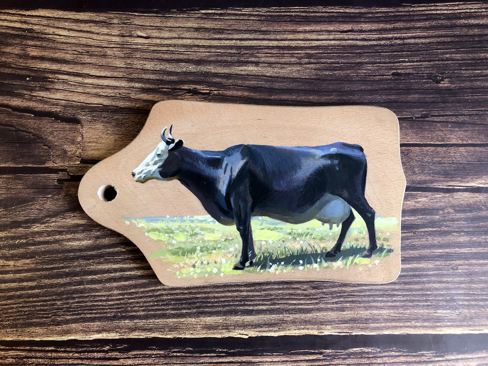 Cow Portrait on Cutting Board Cow Art Original Cow Painting | Etsy
