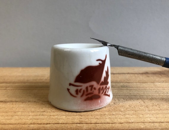 Vintage Inkwell White Ceramic Inkstand Soviet times the | Etsy