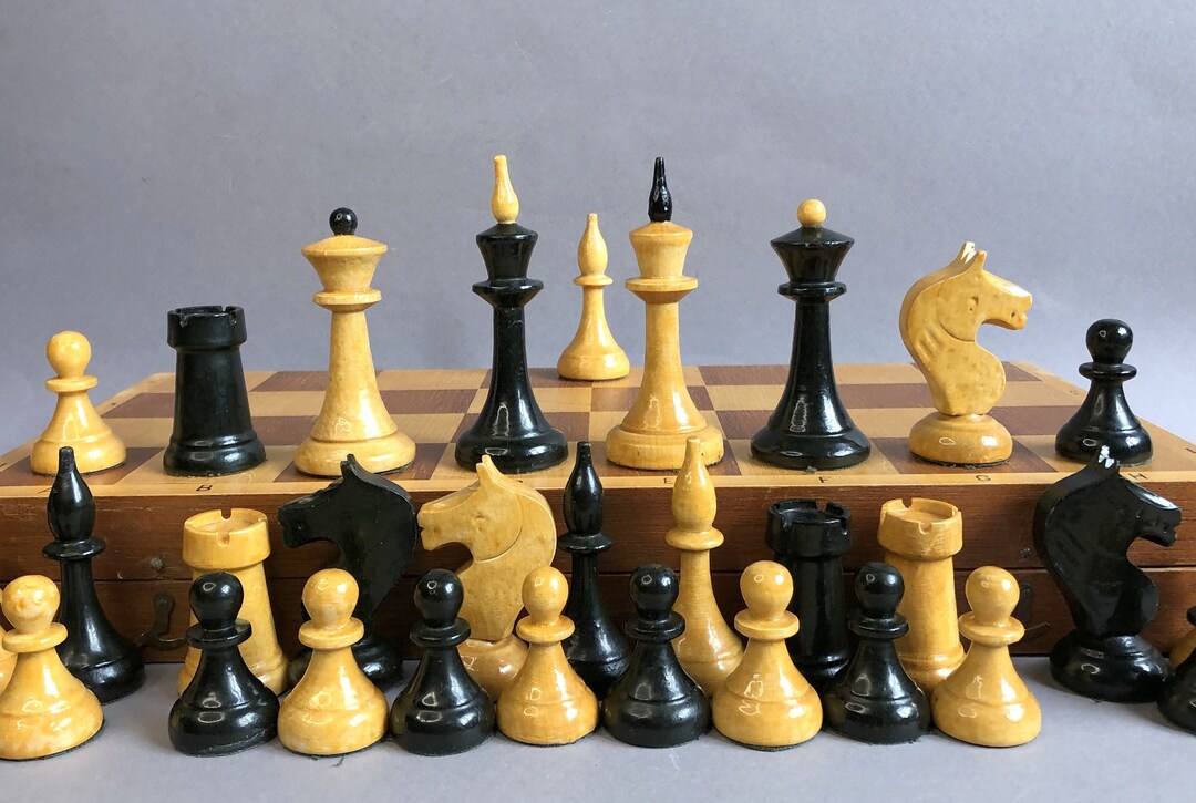 Vintage Soviet Wooden Chess Set, Tournament Size, Complete, USSR Chess ...