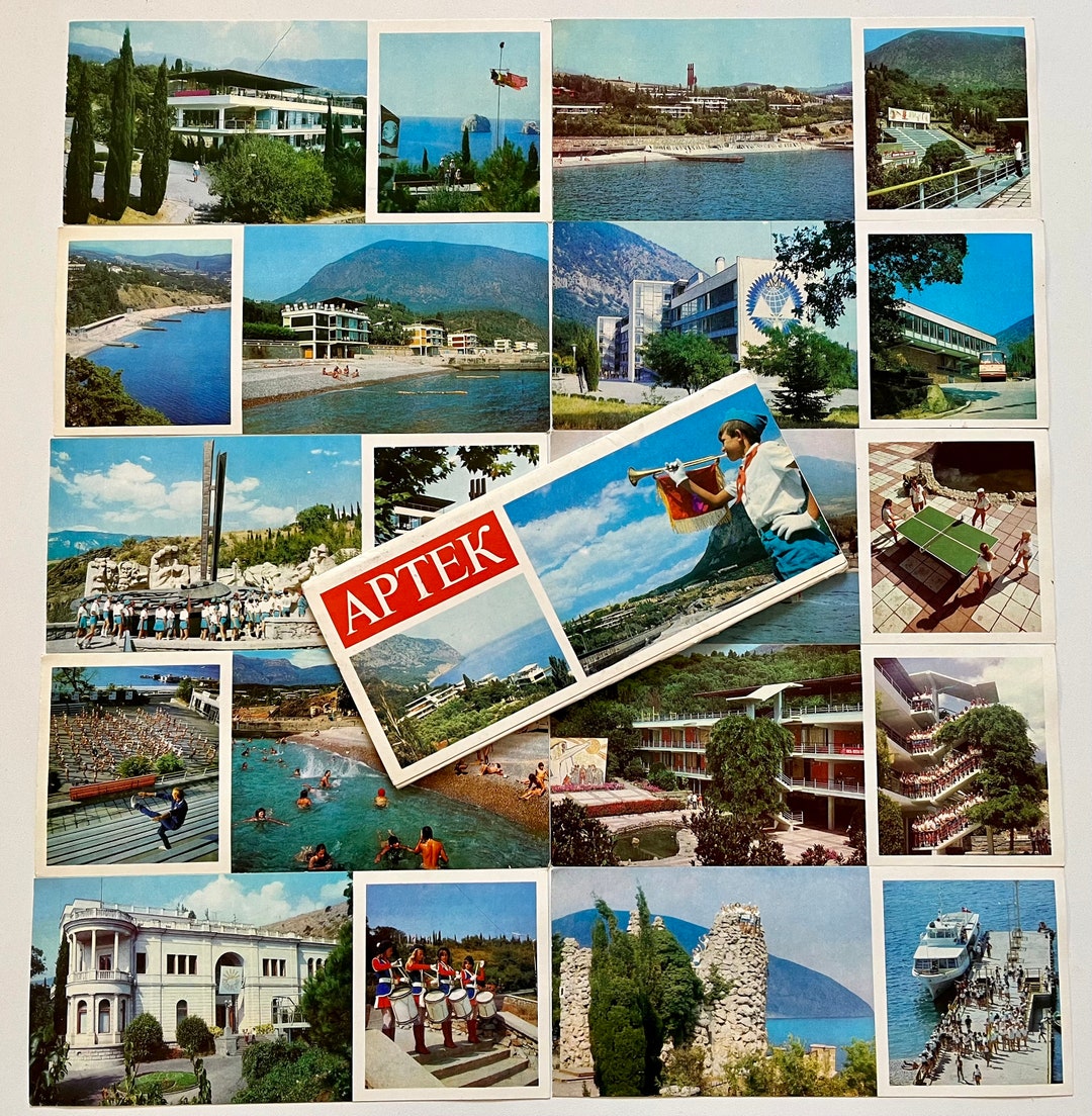 Soviet Postcards Pioneer Camp Artek USSR 1979 Set of 10 Color Postcards ...