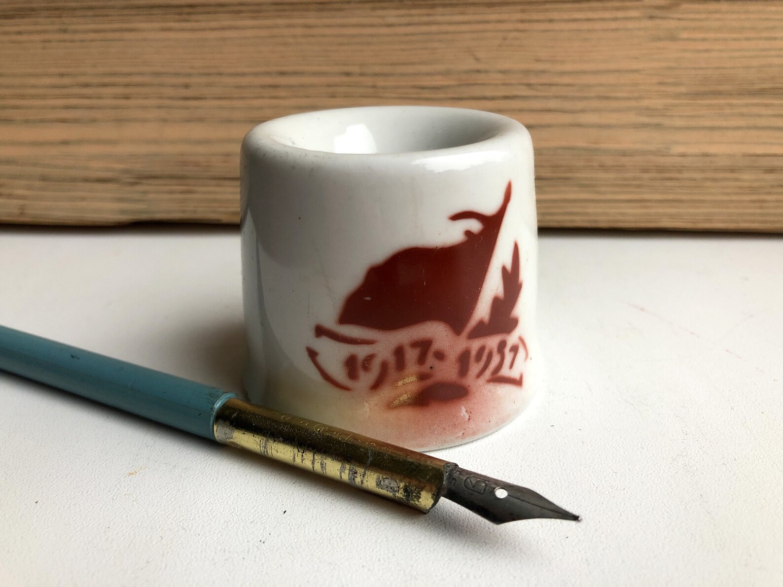 Vintage Inkwell White Ceramic Inkstand Soviet Times 1950s School Ink ...