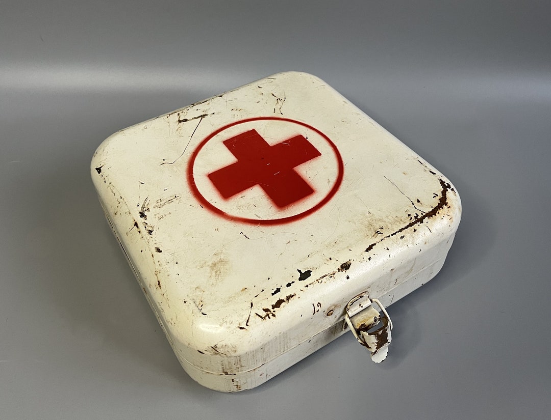Vintage Soviet Box Red Cross Metal Box USSR Medical Bag First Aid Box ...