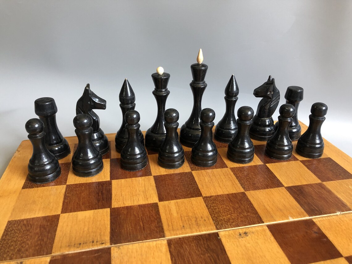 Soviet chess Vintage Extra Large Wooden chess set Chess game | Etsy