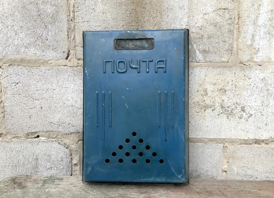 Vintage Mailbox Wall Mount Mail Box Retro Blue Letter-box Soviet Old ...