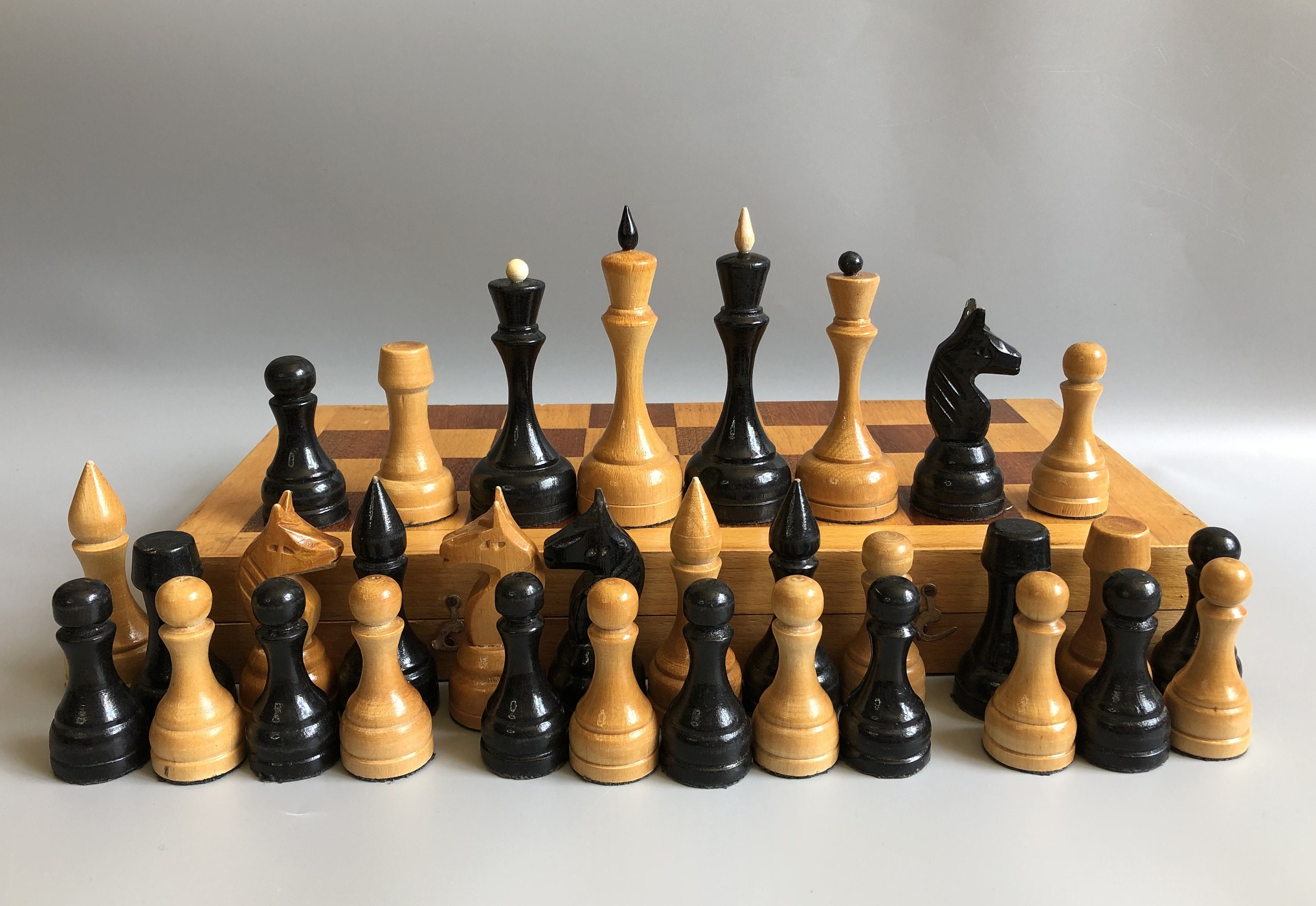 Soviet chess Vintage Extra Large Wooden chess set Chess game | Etsy