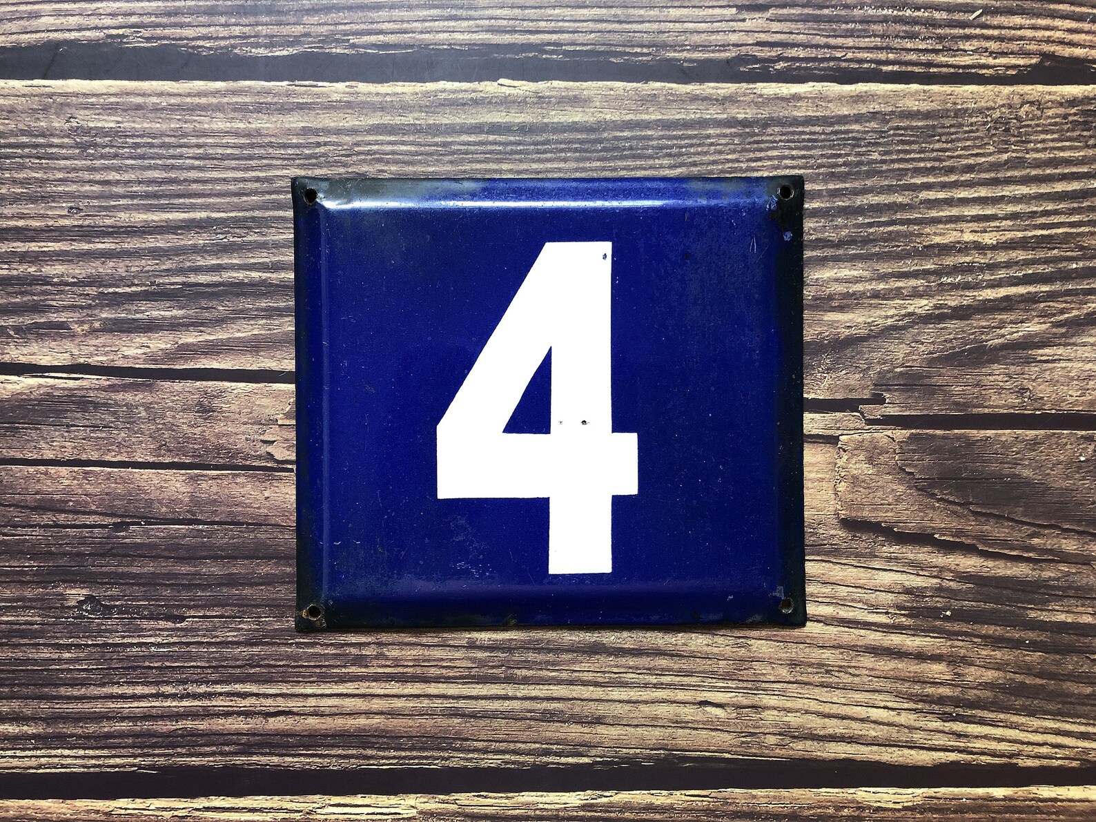 Vintage House Number Sign 4 Blue Enameled Metal Sign Soviet - Etsy