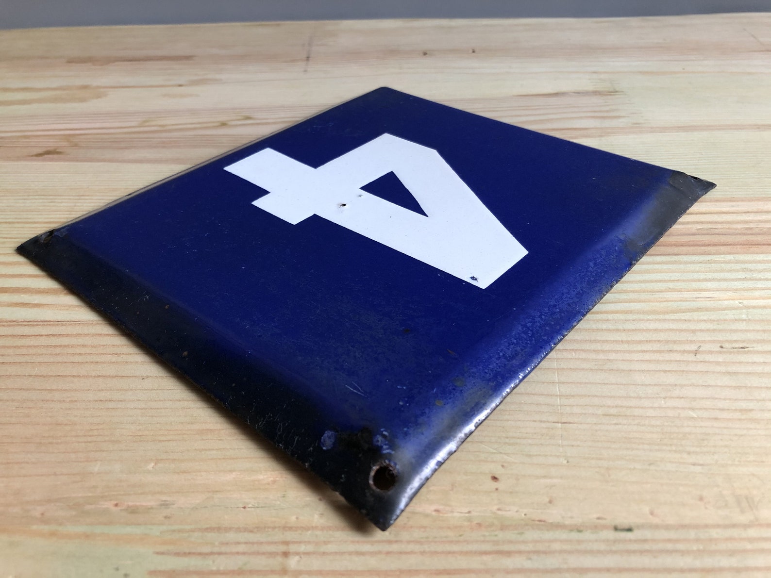 Vintage House Number sign 4 Blue enameled metal sign Soviet | Etsy