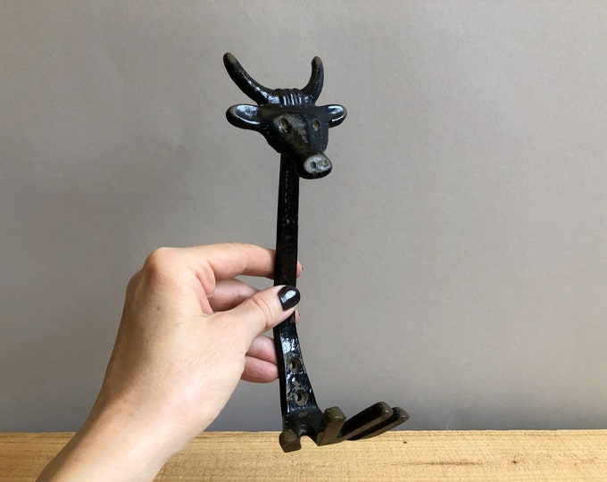 Cow Vintage Coat Rack Rustic Coat Hook Hanger Black Cow Soviet Era ...