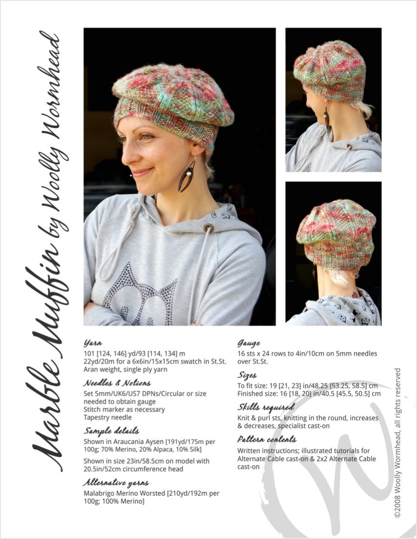 Marble Muffin Hat PDF Knitting Pattern instructions | Etsy