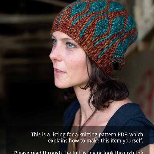 Equalised Striped Slouchy Beanie Hat PDF Knitting Pattern - Etsy