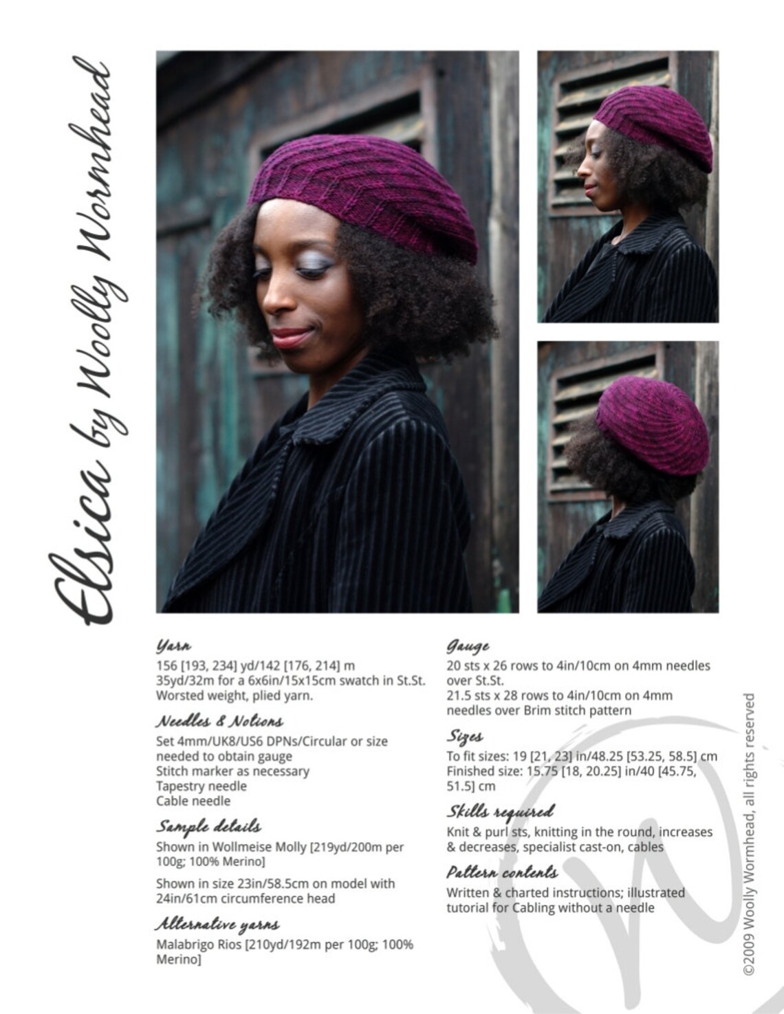 Elsica Beret PDF Knitting Pattern instructions | Etsy