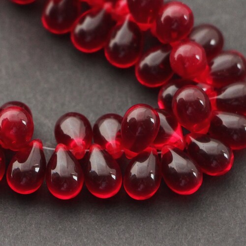 5x7mm Garnet Red Tiny Teardrop 25pcs Czech Glass Drops Beads - Etsy