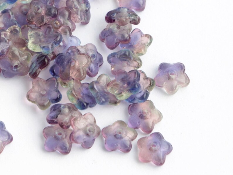 30pcs 7mm Mix Color Blue Lilac Yellow Flower Spacer Beads | Etsy