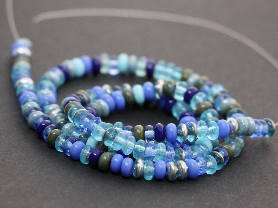 300pcs 4x2mm Mix Blue Rondelle Wafer Disc Beads Small Spacers Discs ...