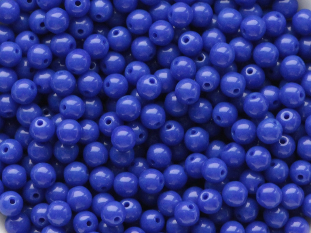 100pcs Dark Blue Beads 4mm Czech Druk Beads 4mm Smooth Round Beads Navy ...