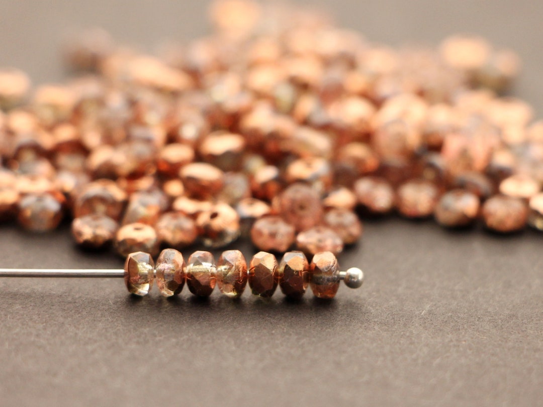 50pcs 2x3mm Crystal Apollo Gold Rondelle Beads Czech Fire Polished ...