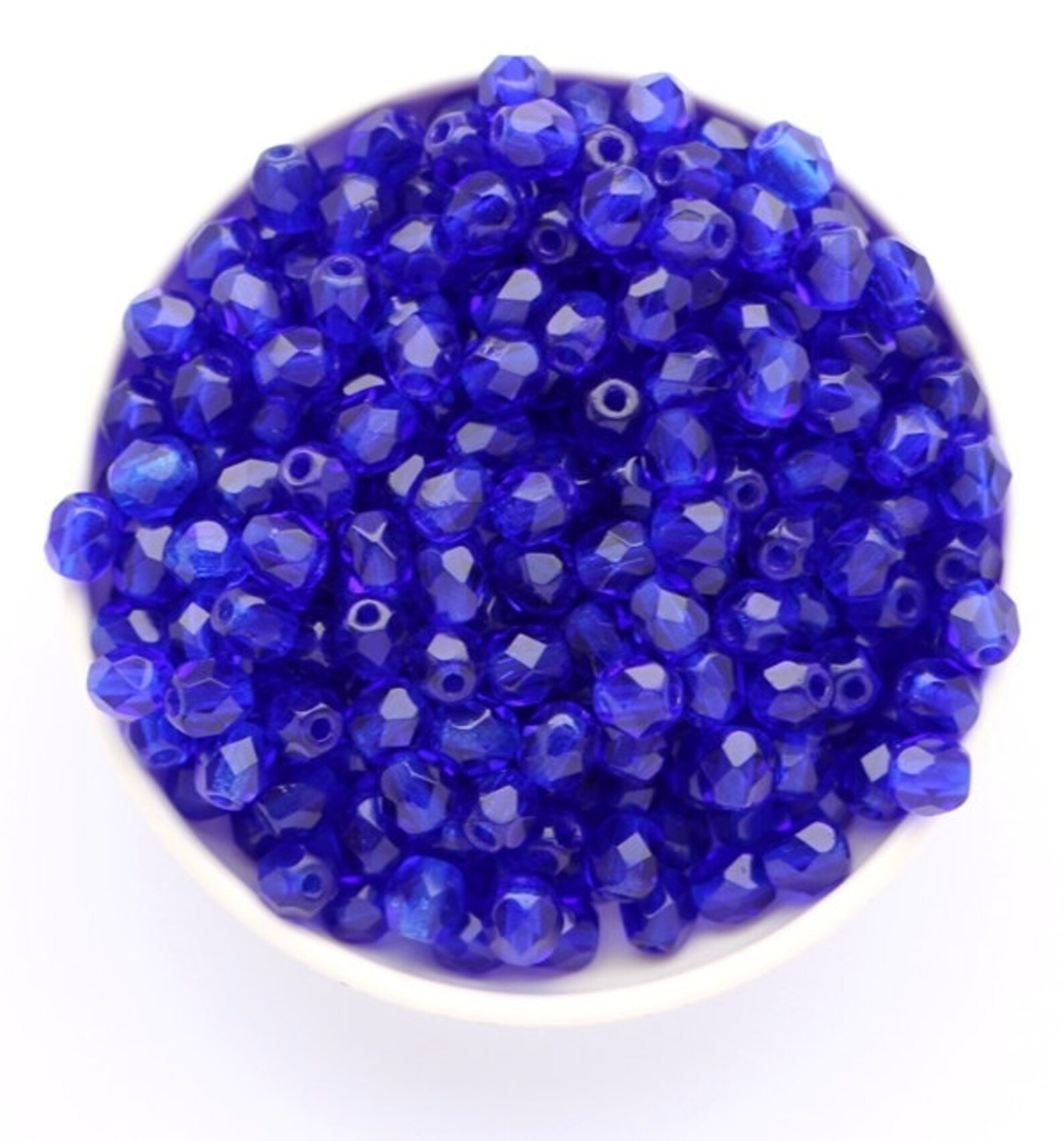 50pcs Blue Cobalt Czech Facet Beads 4mm Fire Polished Czech Beads 4mm ...