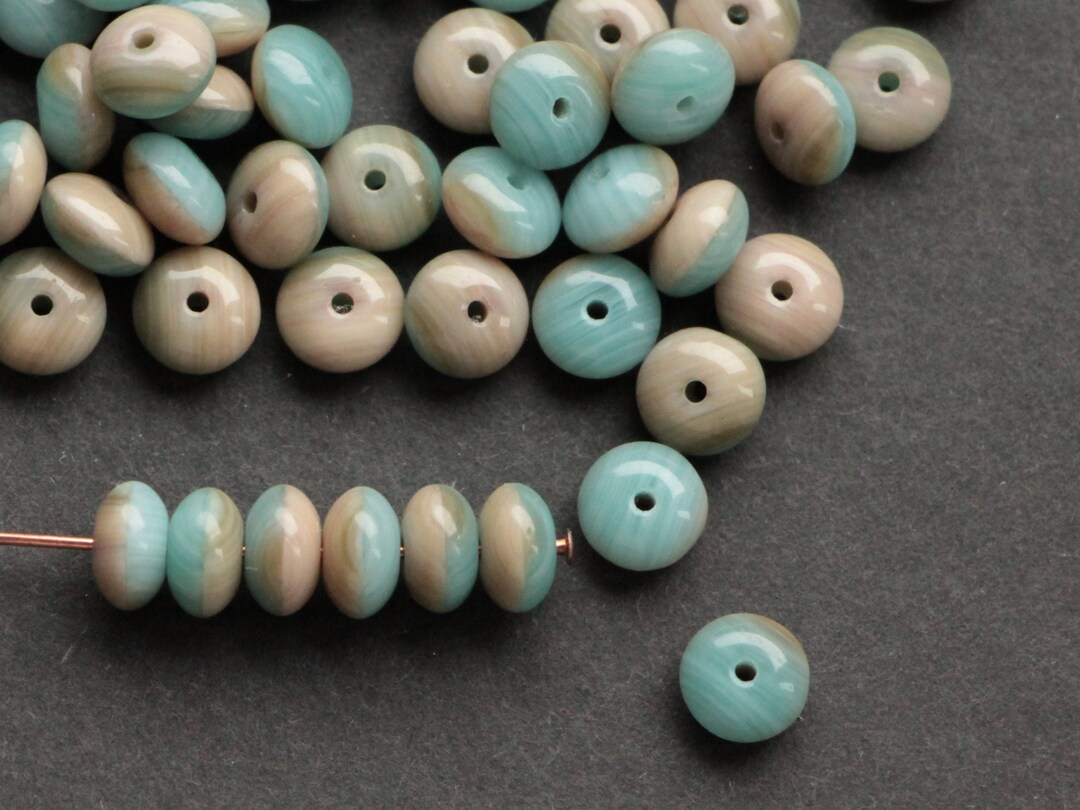 50pcs Mix Grey Blue Rondell Wafer Beads 4x7mm Spacers Disk Czech Glass ...
