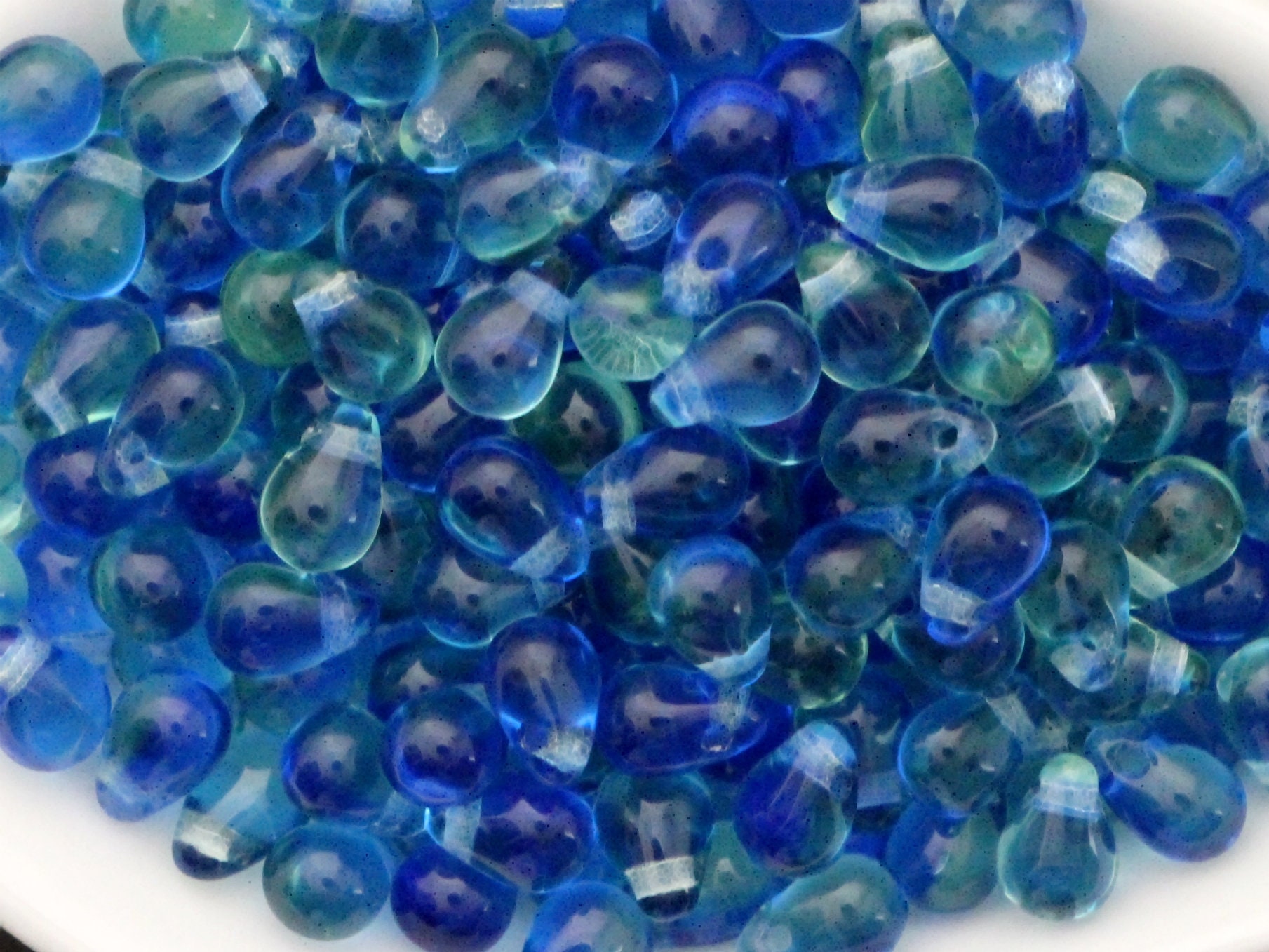 Small teardrops 4x6mm 50pcs Mix Green Blue Crystal Czech | Etsy