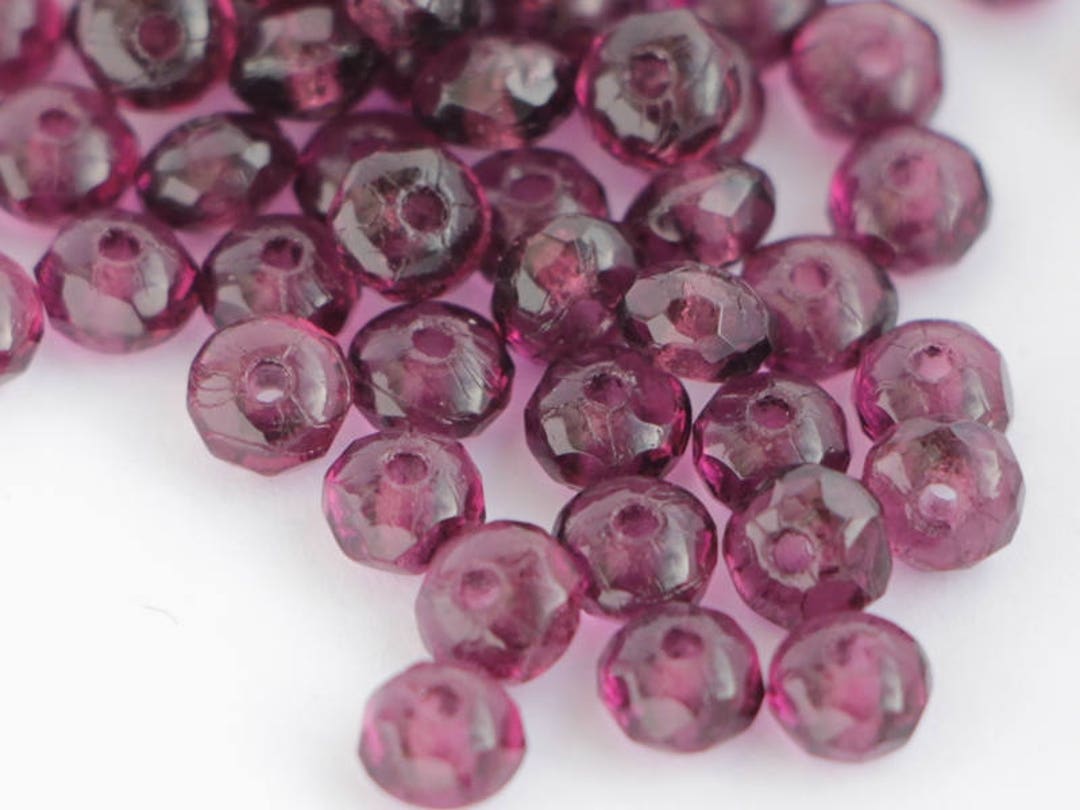 50pcs Dark Amethyst Rondelle Beads 3x5mm Czech Fire Polished Beads ...
