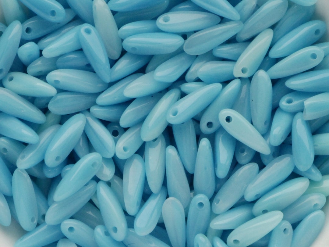 50pcs Mix Blue Daggers Bead 3x11mm DIY Czech Glass Beads for Jewelry ...