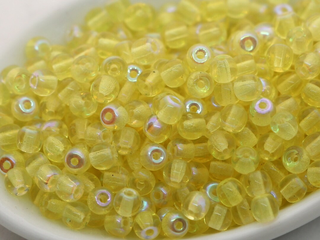 100pcs Yellow Round Bead 4mm Czech Beads Small Round Beads 4mm Yellow ...