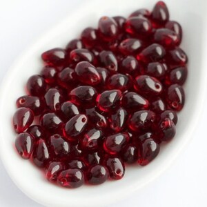 5x7mm Garnet Red Tiny Teardrop 25pcs Czech Glass Drops Beads Dark Red ...