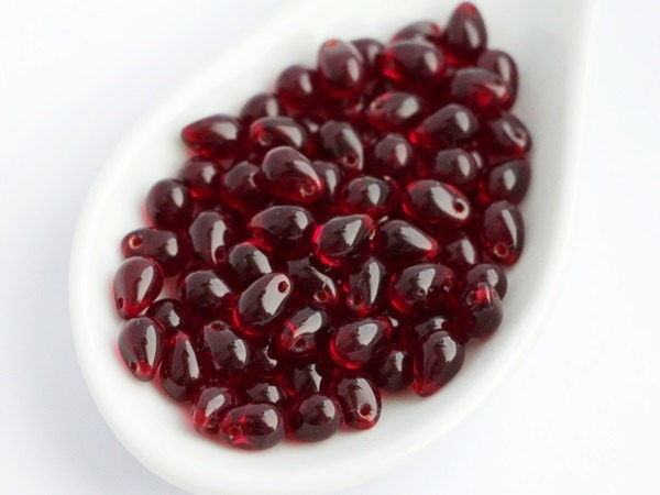 5x7mm Garnet Red Tiny Teardrop 25pcs Czech Glass Drops Beads - Etsy