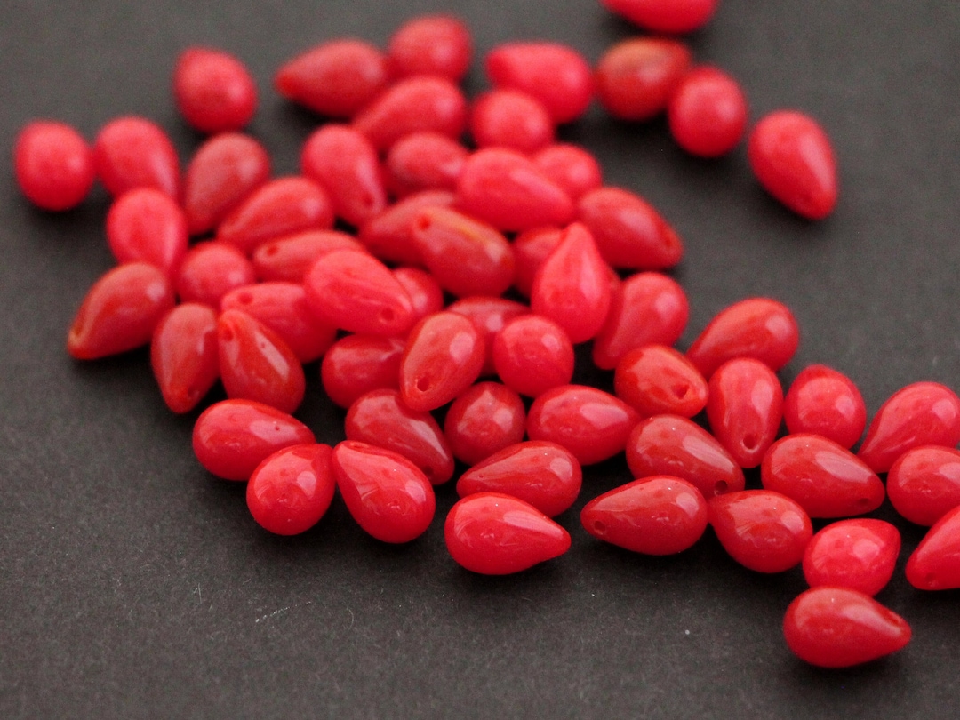 25pcs Mix Dark Red Teardrops 6x9mm Czech Glass Drop Beads Briolette Red ...