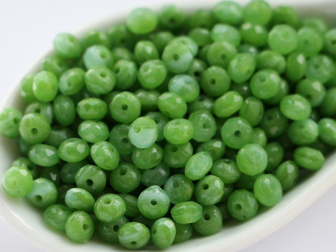 50pcs 3x5mm Mix Green Rondelle Beads Czech Fire Polished Beads 5x3mm ...