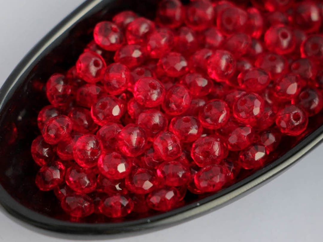 50pcs Ruby Red Rondelle Beads 3x5mm Czech Fire Polished Beads 5x3mm ...