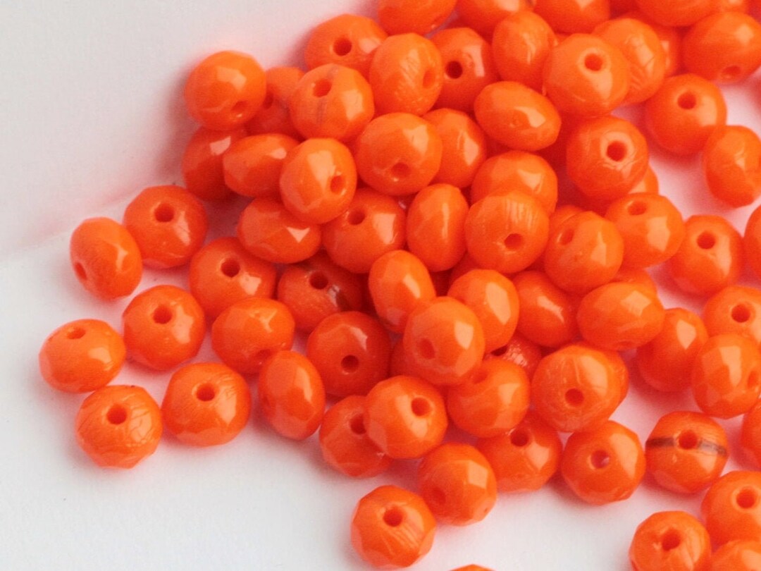 50pcs Bright Orange Rondelle Beads 5x3mm Czech Fire Polished Rondelle ...