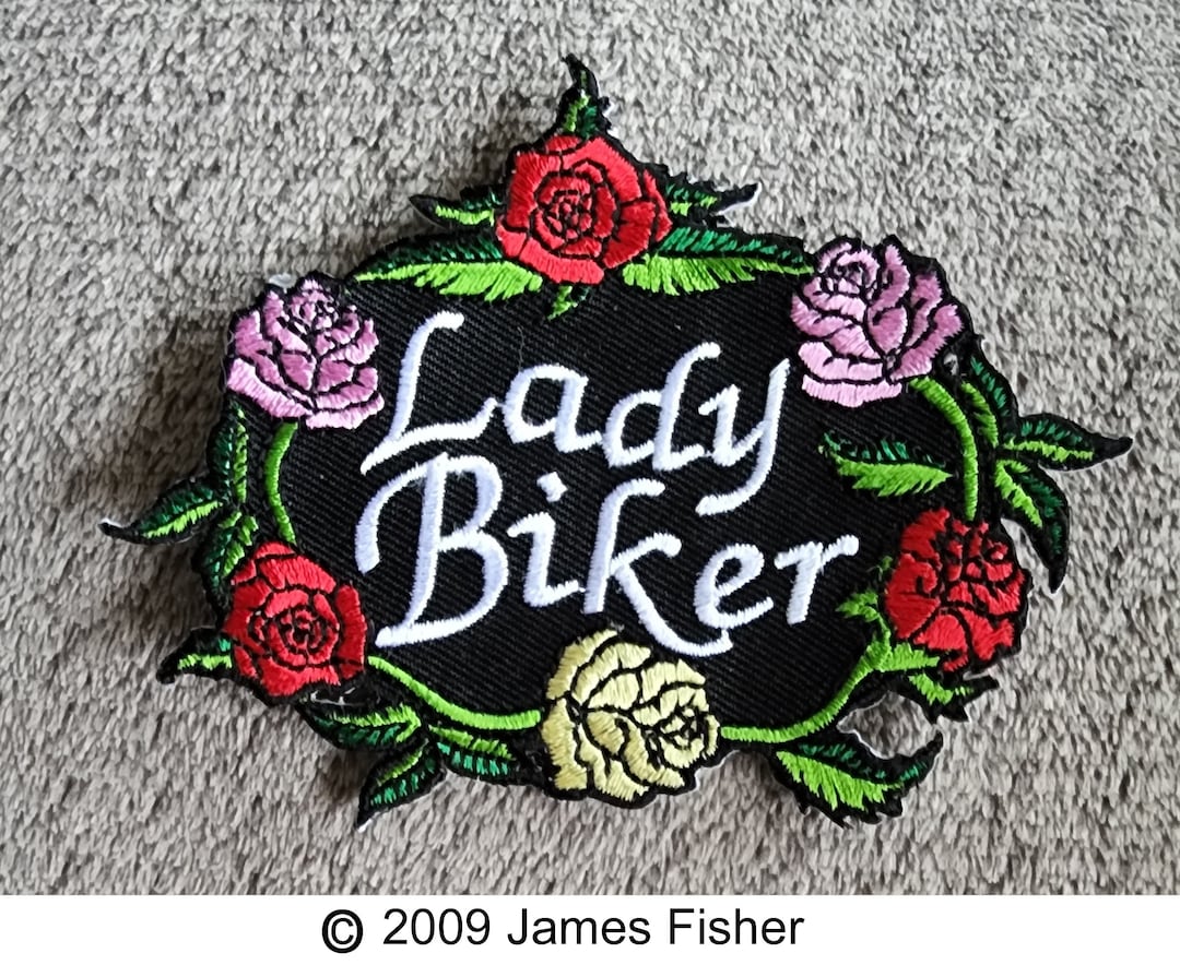 Lady Biker Flower Embroidered Iron on Motorcycle Patch - Etsy