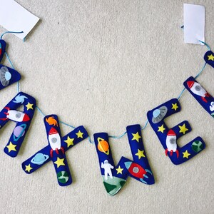 Felt Space Name Garland, Rocket Ship Nursery Decor, Name Bunting ...