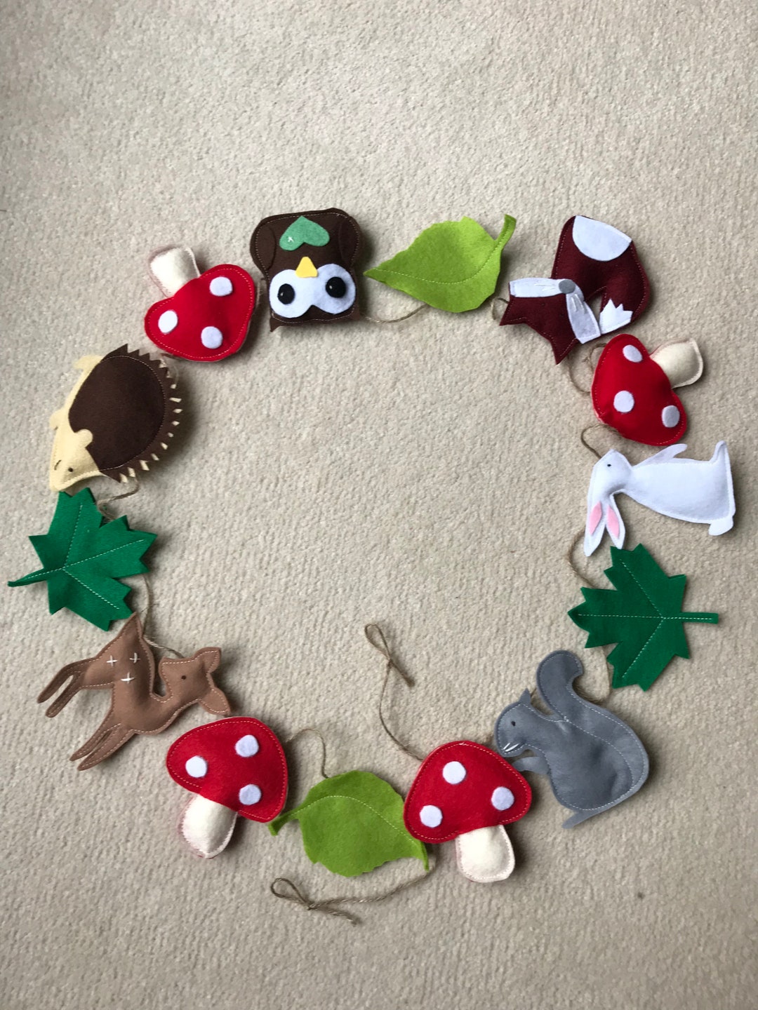 Handmade Woodland Animal Garland Bunting 2m in Length With Leaves and ...