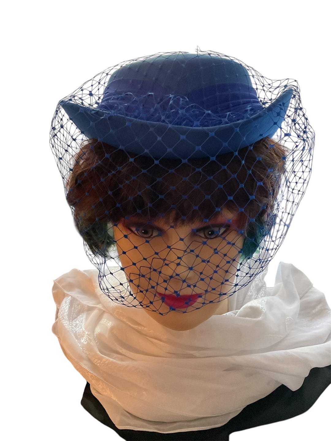 Vintage ROYAL BLUE Hat With Veil in Beautiful Condition. MITZI Lorenz ...