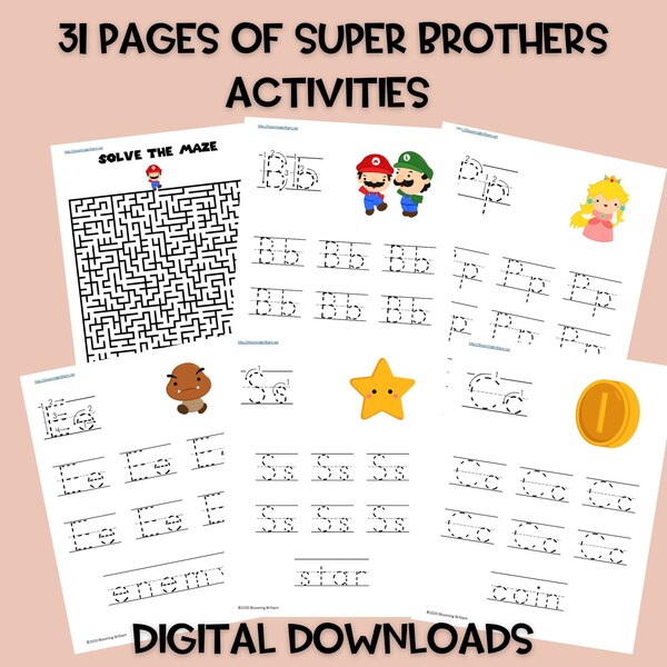 Super Mario Worksheets - Etsy