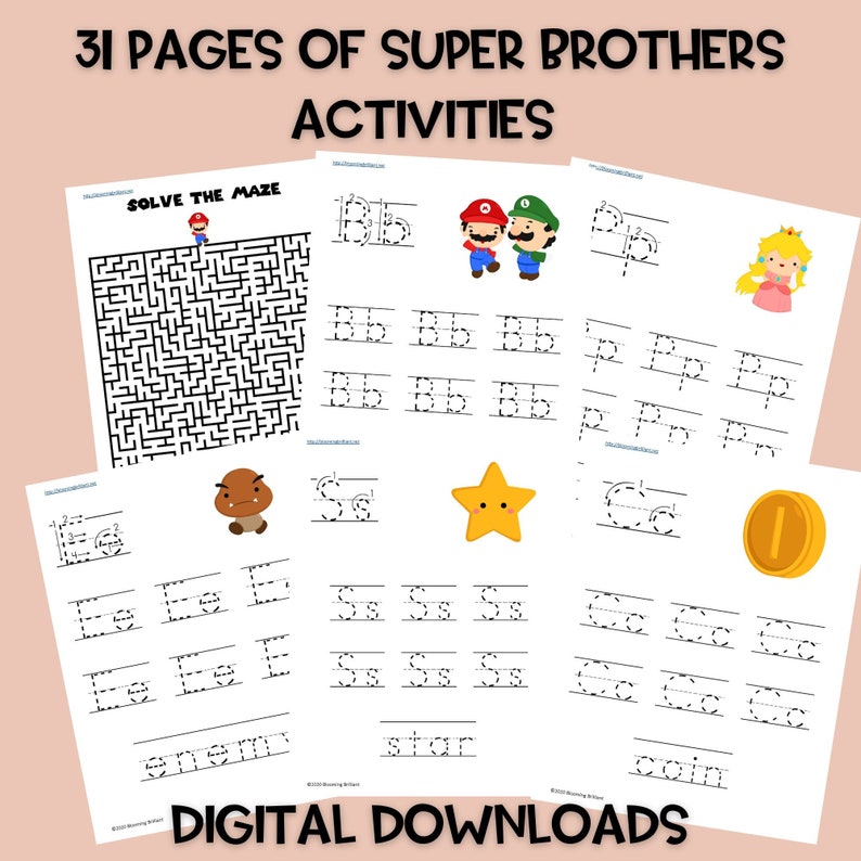 Super Brothers Activity Pack: 31 Pages of Fun and Learning for Young ...