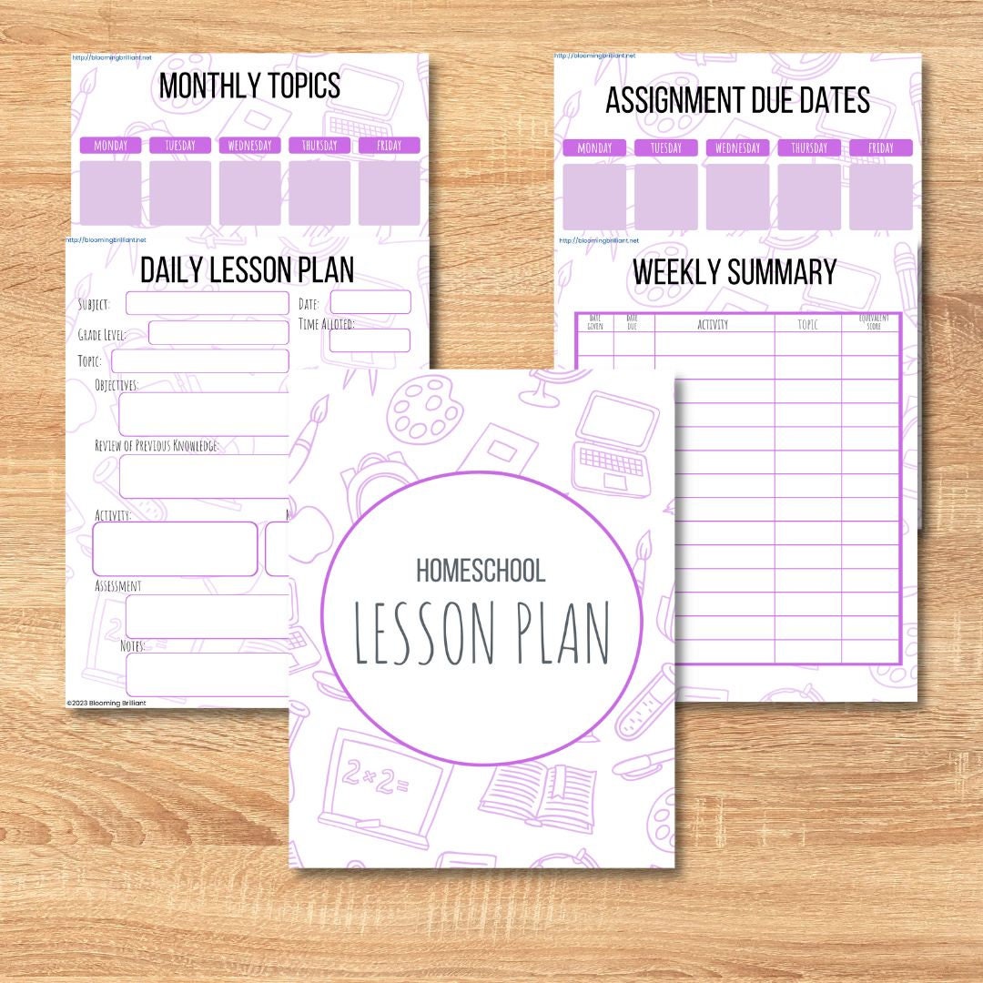 Homeschool Lesson Plan (DIGITAL DOWNLOAD) - Etsy