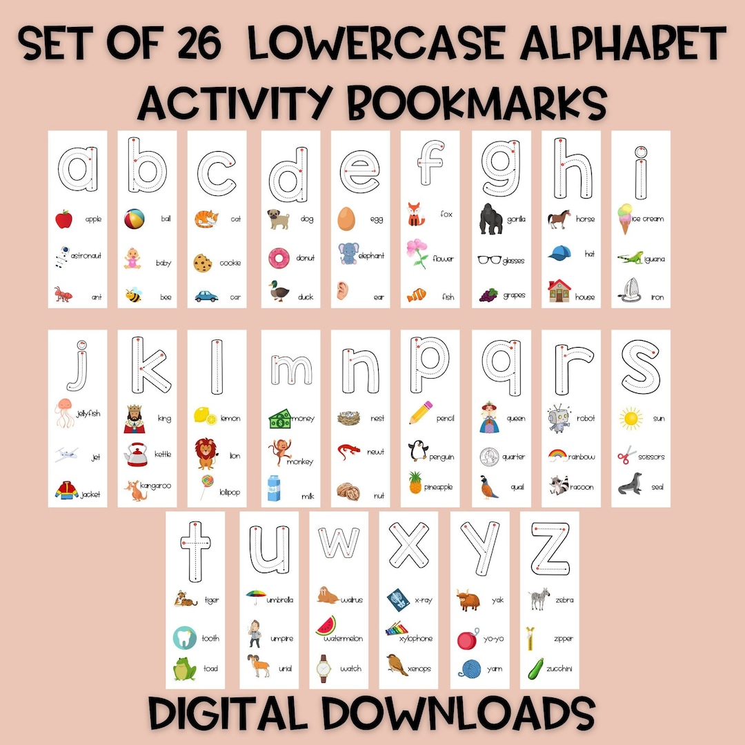 Lowercase Alphabet Activity Bookmarks (set of 26) - Etsy