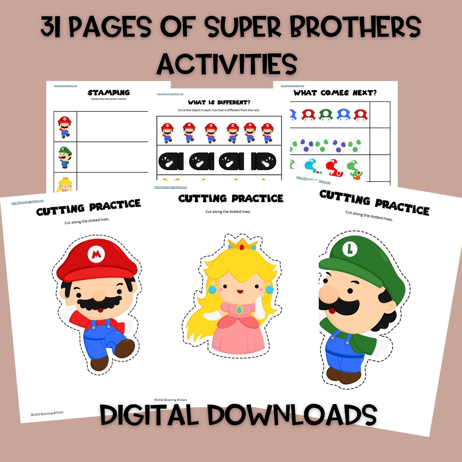 Super Brothers Activity Pack: 31 Pages of Fun and Learning for Young ...