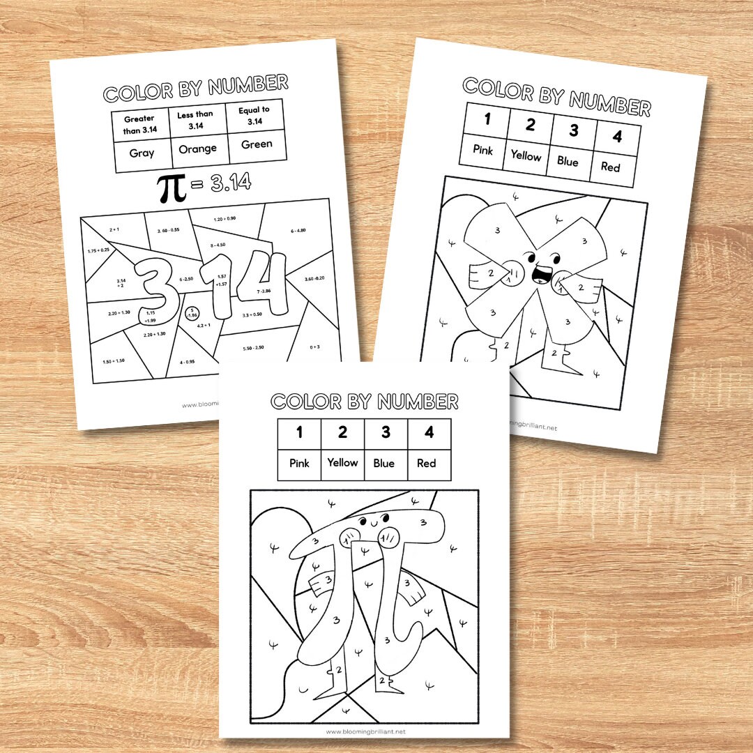 Pi Day Color by Number Worksheets - Etsy