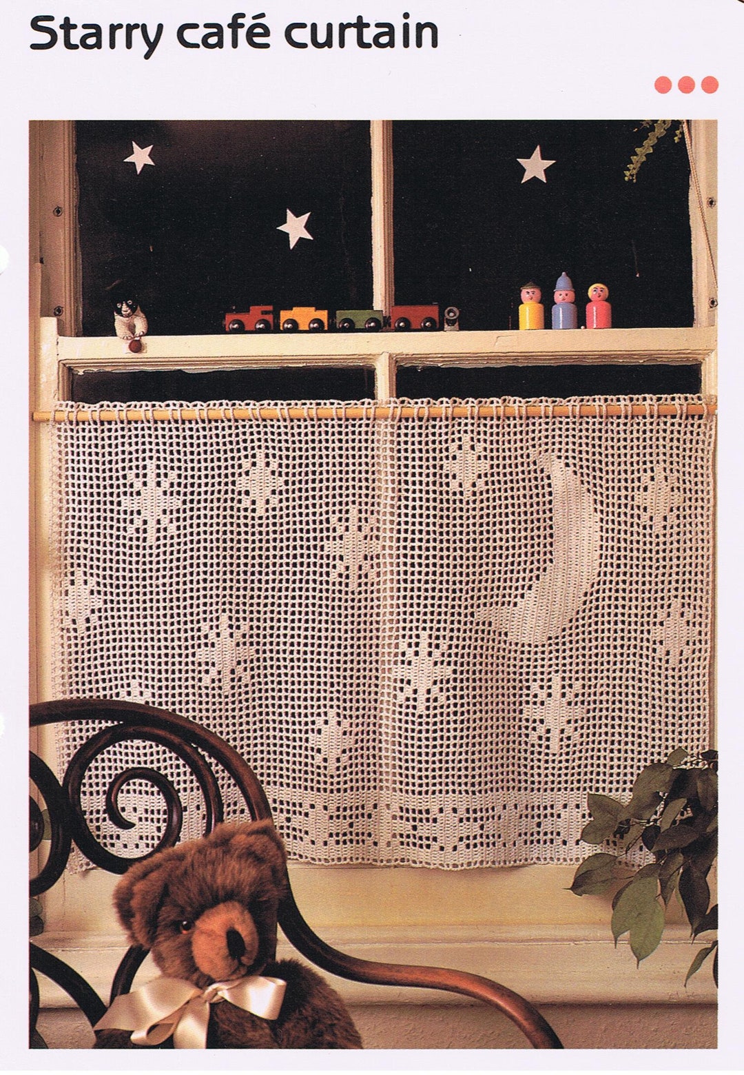 Crochet Cafe Curtain Starry Night Childs Room Nursery Decor. Kitchen ...