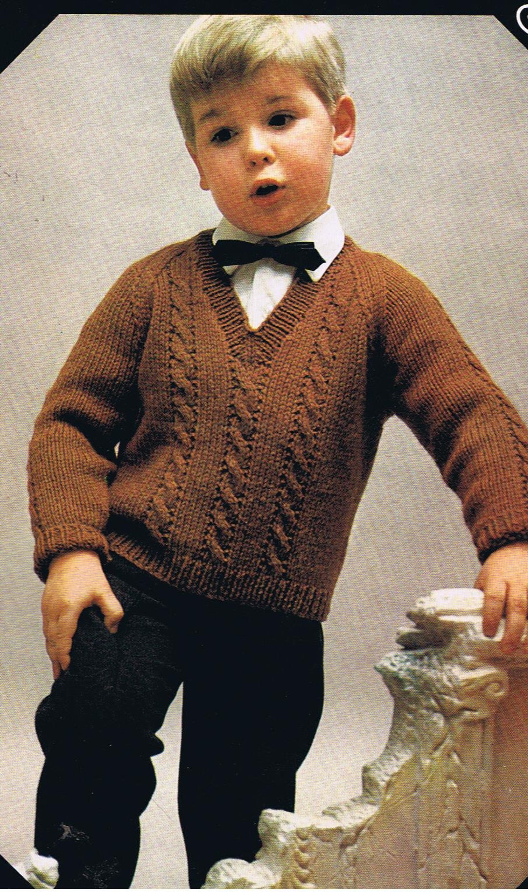 Vintage 1970s Boys Cable Sweater Pattern to Knit INSTANT DOWNLOAD - Etsy