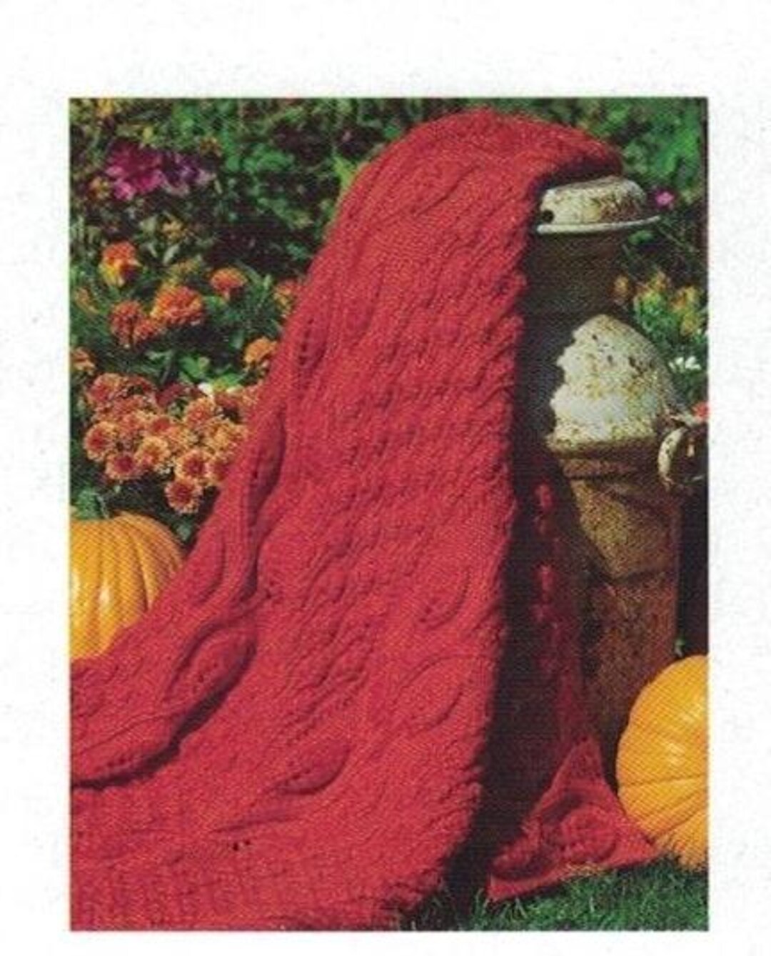 Knitted Large Afghan Pattern Autumn Red Blanket Large Knitting Pdf 50 ...