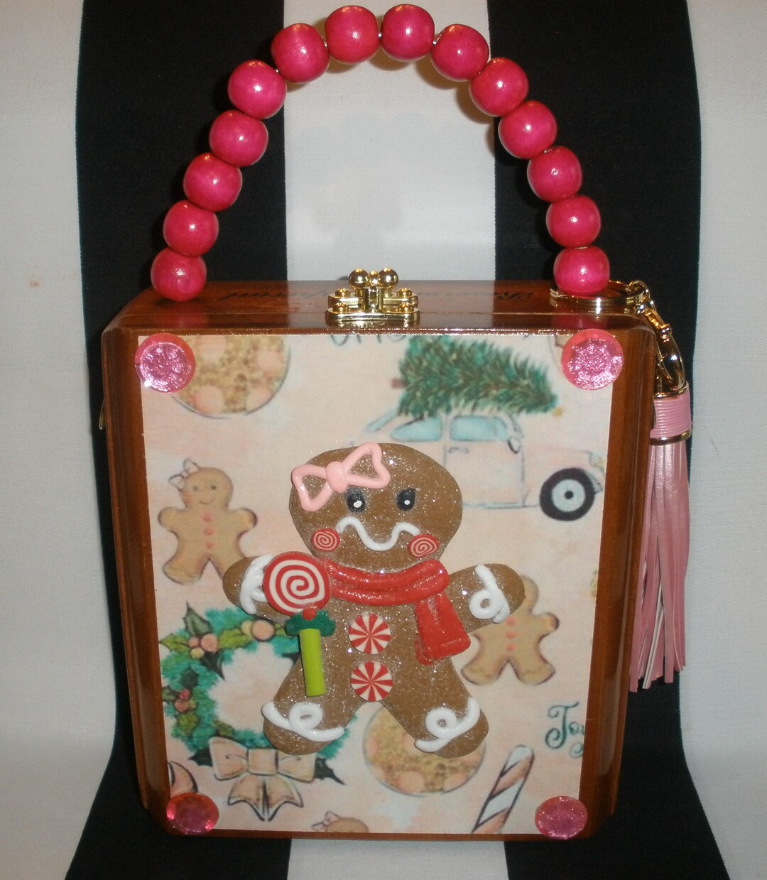 Christmas Gingerbread Girl Cigar Box Purse, Velvet Lined, Crossbody ...