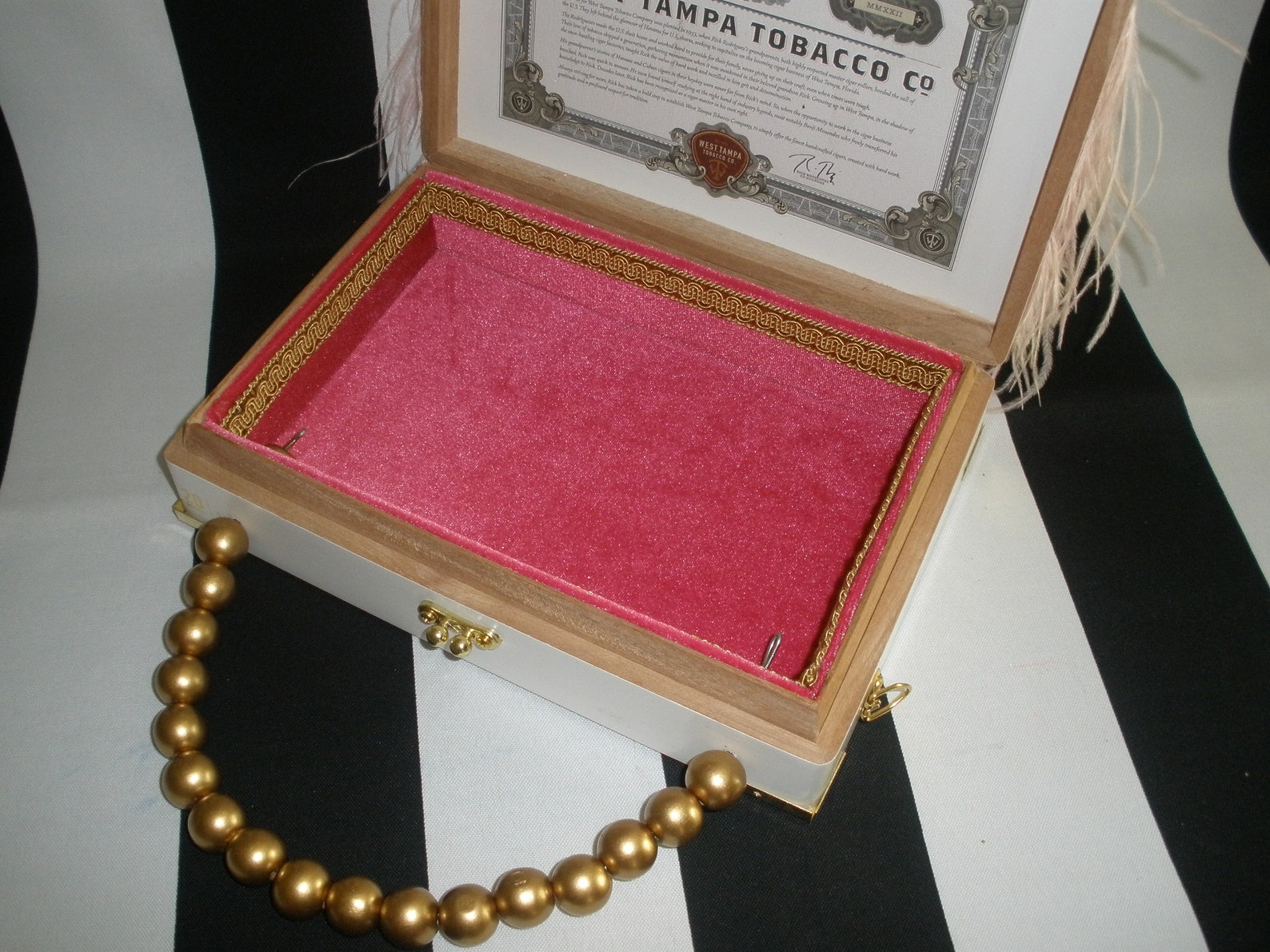 Pink Ostrich Feather Splendor Cigar Box Purse Velvet Lined - Etsy